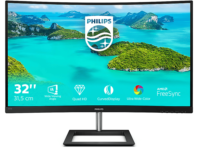 PHILIPS E-line 325E1C 31,5 Zoll QHD Monitor (4 ms Reaktionszeit , 75 Hz ...