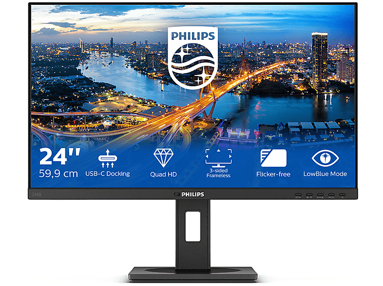 PHILIPS 246B1/00 23,8 Zoll WQHD Monitore (4 ms Reaktionszeit, 75 Hertz ...