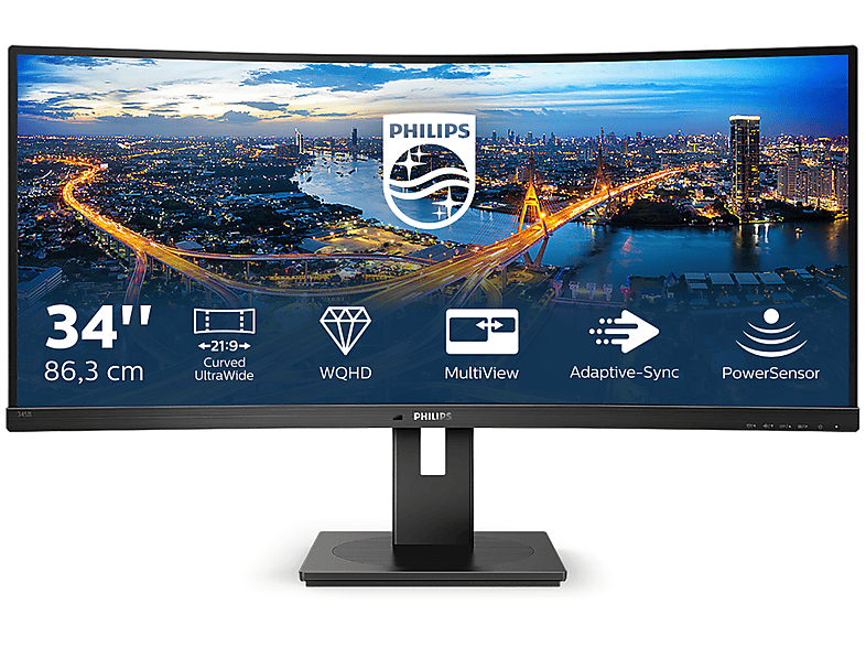 PHILIPS B Line 345B1C 34 Zoll QHD Monitor (4 ms Reaktionszeit, 100 Hz ...