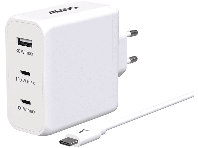AKASHI 130W Netzteil + 100W USB-C Kabel Ladegerät Universal, Weiß ...