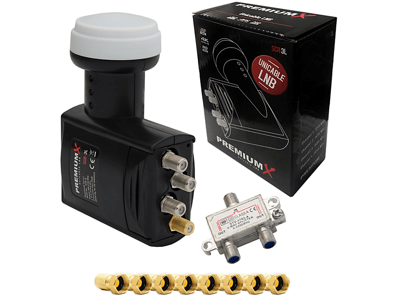 PREMIUMX Unicable LNB SCR + 3 Legacy Anschlüsse + 8 F-Stecker + 2-fach ...