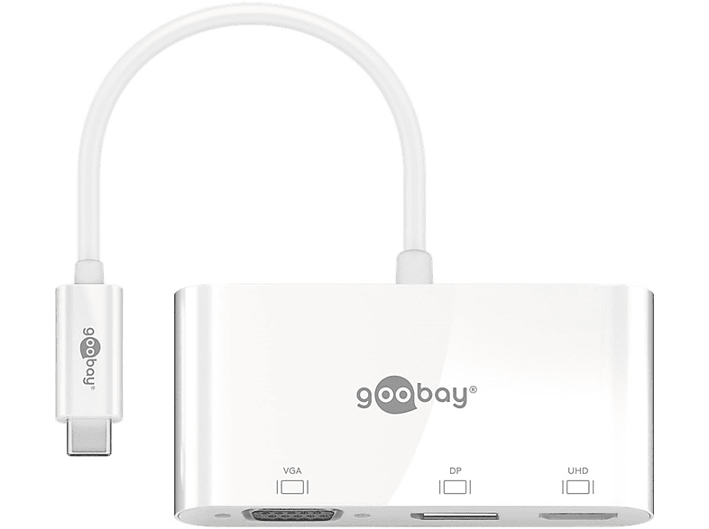 GOOBAY 52412 Multiport-Adapter VGA DP HDMI, USB-C Hub, Weiß | MediaMarkt