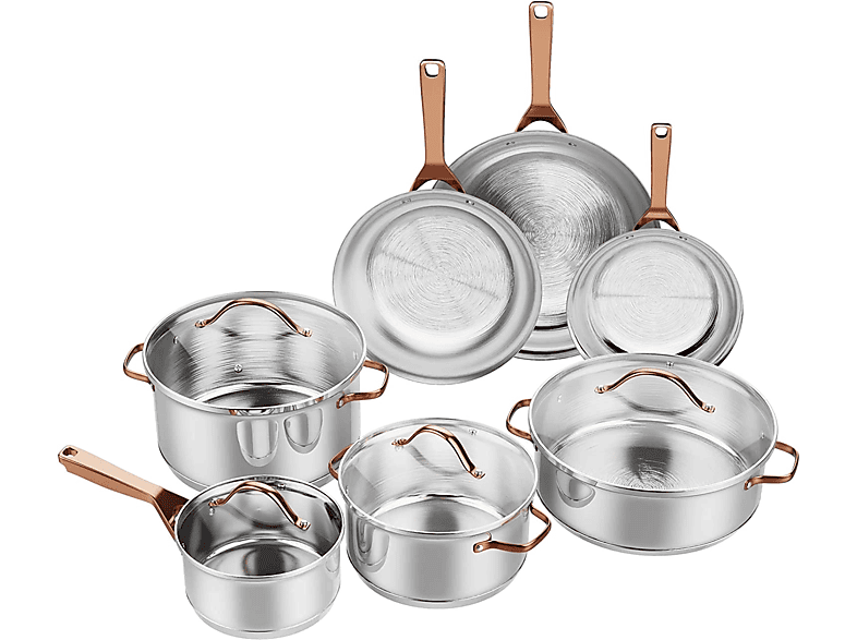 COSTWAY 11-teiliges Kochgeschirr-Set Topf-Set Edelstahl, Aluminium ...