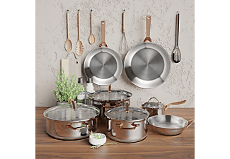 COSTWAY 11-teiliges Kochgeschirr-Set Topf-Set Edelstahl, Aluminium ...