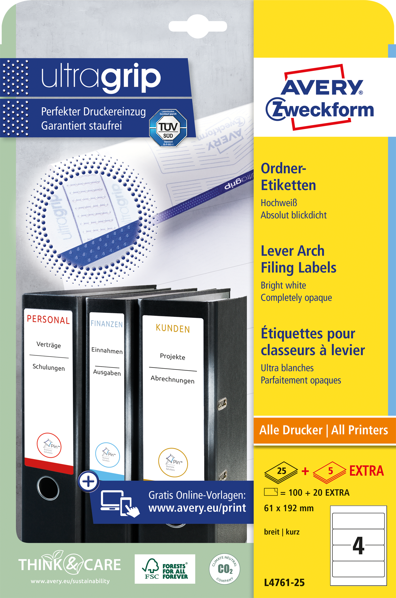 AVERY ZWECKFORM Ordner-Etiketten breit 61x192mm weiß Ordner-Etiketten ...