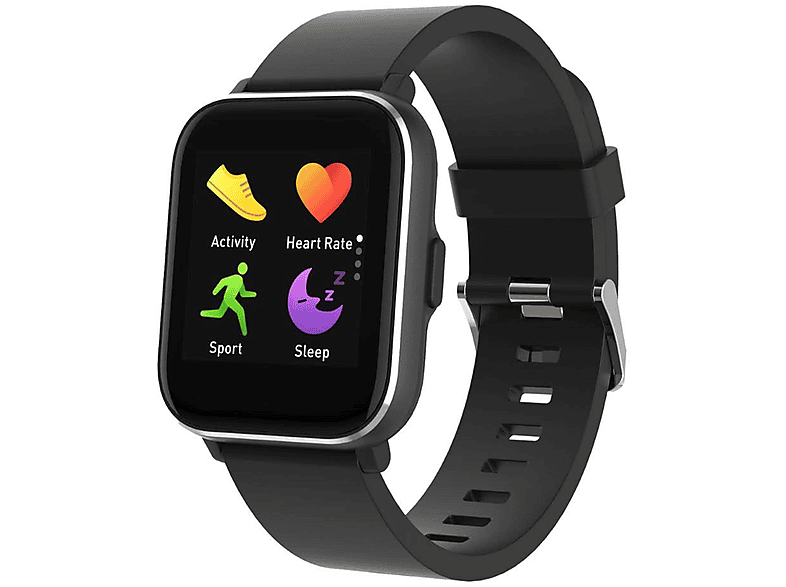AIWA SW-100 Smartwatch Silikon, Edelstahl, Schwarz | MediaMarkt