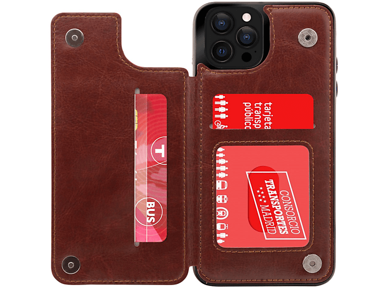 Fundas Smartphones - NUEBOO FUNDA DE PIEL WALLEX MARRON PARA IPHONE 13 PRO, Compatible con ...