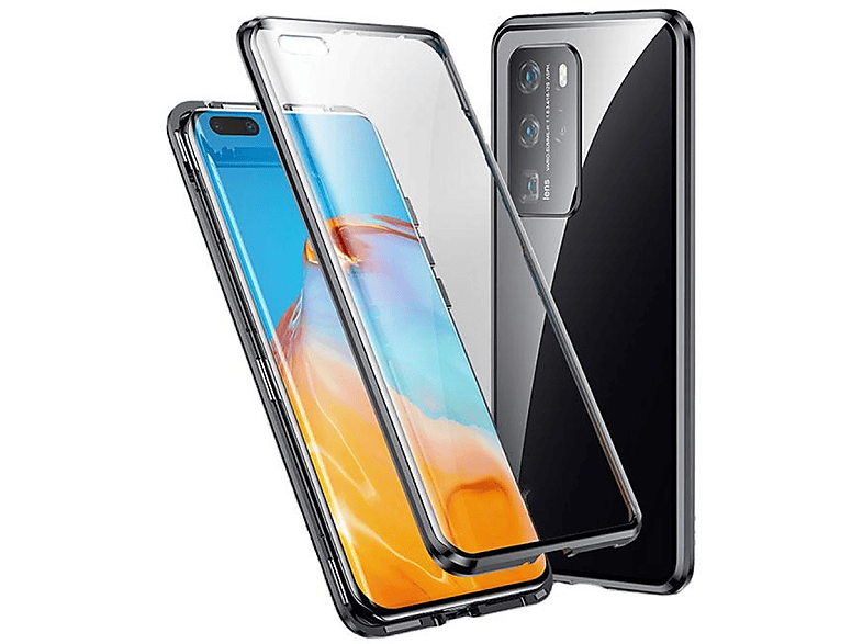 INF Huawei P40 Handyhülle magnetisch Glas/Schwarz, Full Cover, Huawei ...
