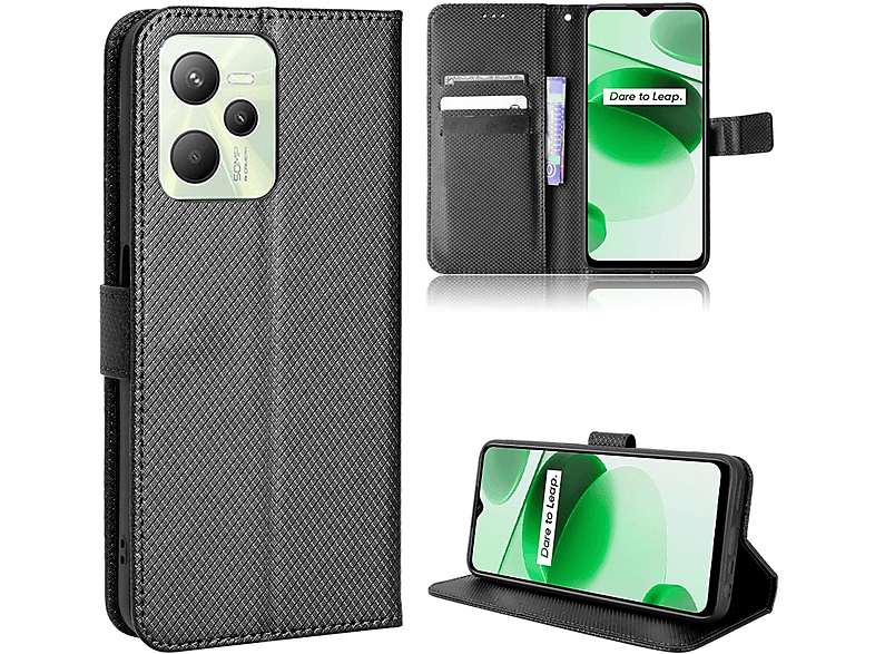 KÖNIG DESIGN Book Case, Bookcover, Realme, C35, Schwarz | MediaMarkt