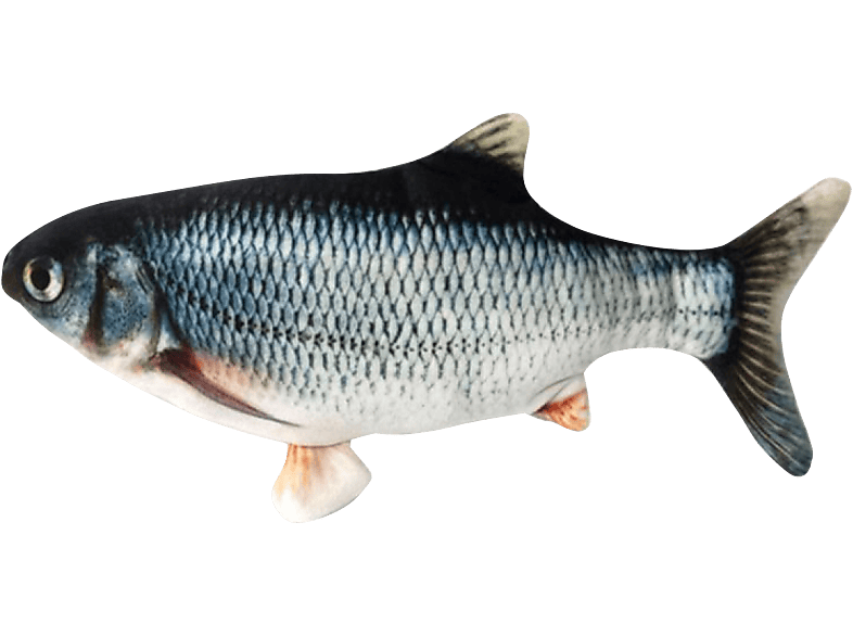 INF Interaktives Katzenspielzeug Zappelnder Fisch Grau Katzen Spielzeug ...