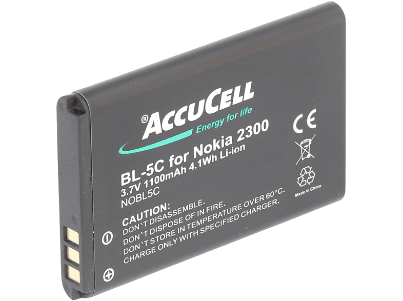ACCUCELL BL-5C Akku für Nokia mit 1100mAh Akkutyp BL-5CA, B Li-Ion ...
