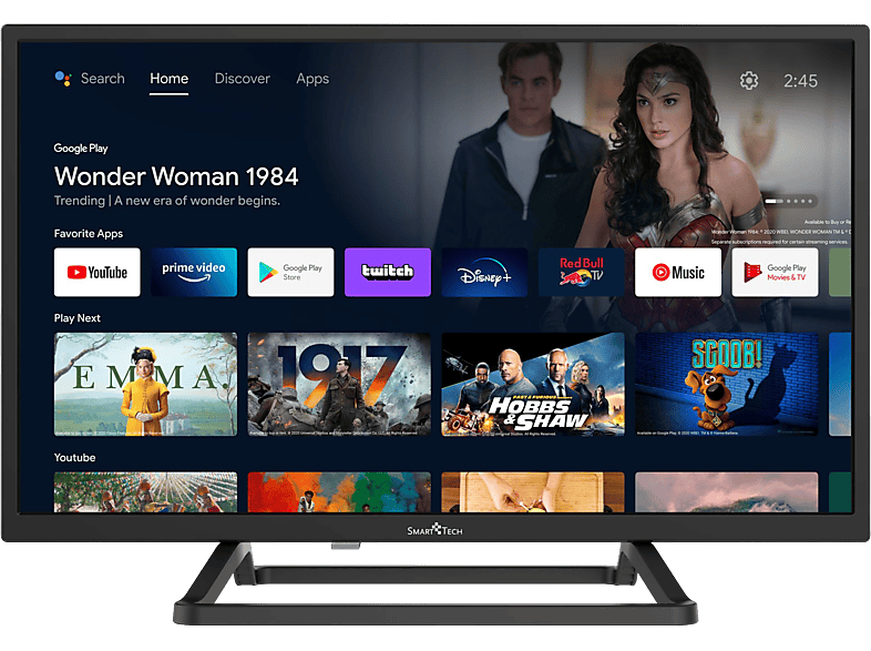SMART TECH 24 Zoll Smart TV 24HA20T3 LED TV (Flat, 24 Zoll / 60 cm, HD, SMART TV, Android ...