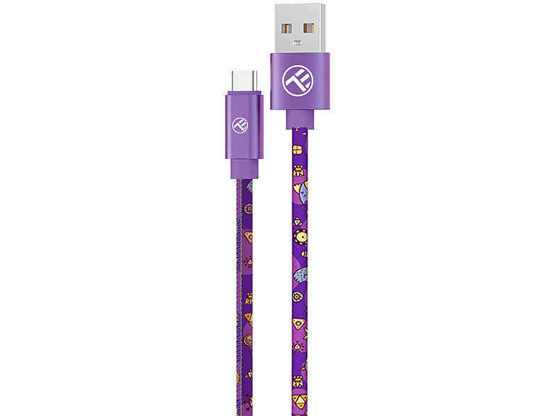 Cable USB | TELLUR Graffiti, USB 2.0, USB, USB-C, Purple | MediaMarkt