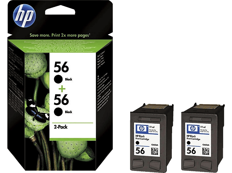 Cartucho | HP 56, Paquete de 2, Negro, Para Fax 1240, Officejet 41XX ...