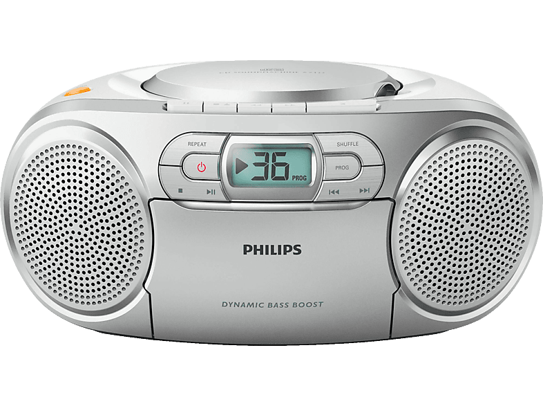 PHILIPS AZ127/12 mit Kassettendeck Radiorecorder, Silber | SATURN