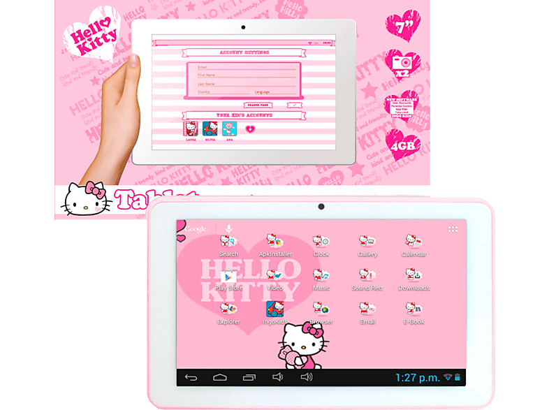 Tablet infantil | Ingo Hello Kitty 7 pulgadas, 4 GB, WiFi | MediaMarkt