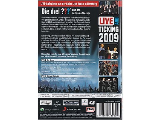 Die drei ??? | Der seltsame Wecker - Live and Ticking 2009 DVD auf DVD ... Die drei ??? | Der seltsame Wecker - Live and Ticking 2009 DVD auf DVD ...