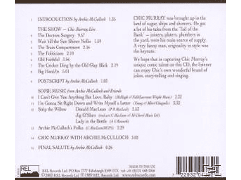 Chic Murray | The Chic Murray Show-Live In Concert - (CD) | MediaMarkt