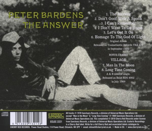 Peter Bardens | Peter Bardens - The Answer (Expanded+Remastered) - (CD ...