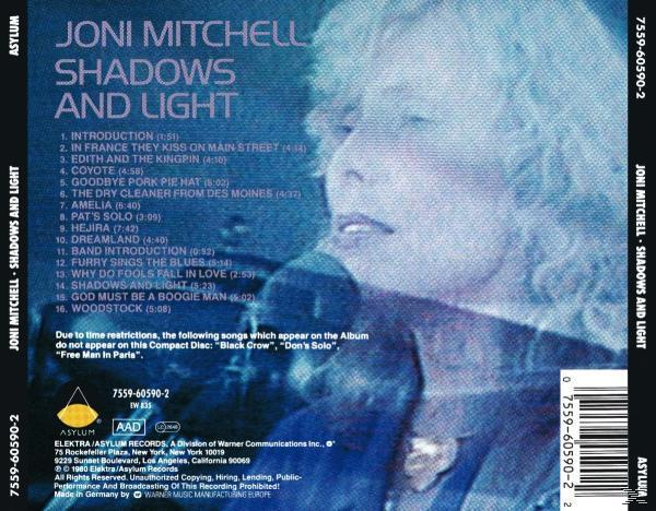 Joni Mitchell | Joni Mitchell - Shadows And Light - (CD) Rock & Pop CDs ...