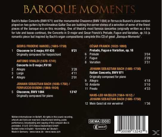 Amadeus Guitar Duo, Dale Kavanagh, Thomas Kirchhoff | Baroque Moments ...