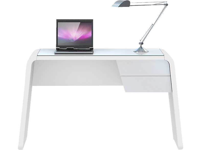 JAHNKE CSL 430 Computer-Schreibtisch Weißglas/ Matt-Weiß | MediaMarkt