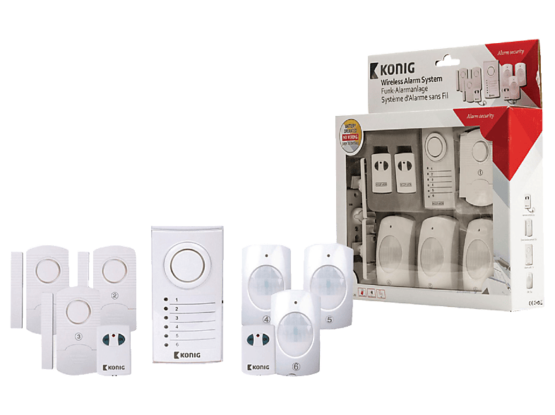 KÖNIG SAS-ALARM120 Drahtloses Alarmsystem, Weiß | MediaMarkt