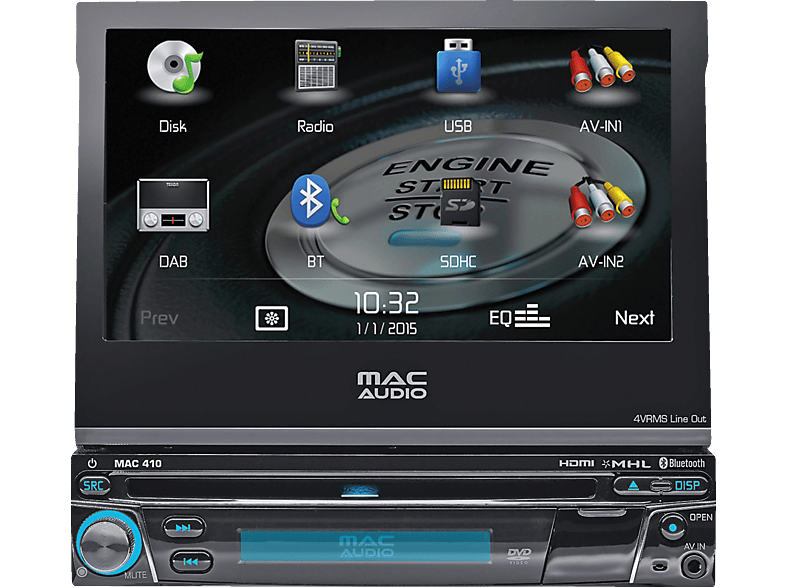 Autoradio | Mac-Audio MAC 410, Pantalla abatible 7", 1DIN, DAB+, HDMI ...