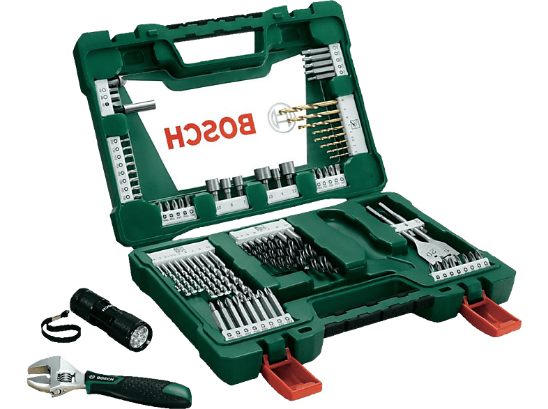 BOSCH 83 részes V-Line TiN fúró- és bitkészlet, LED-es zseblámpával és ...