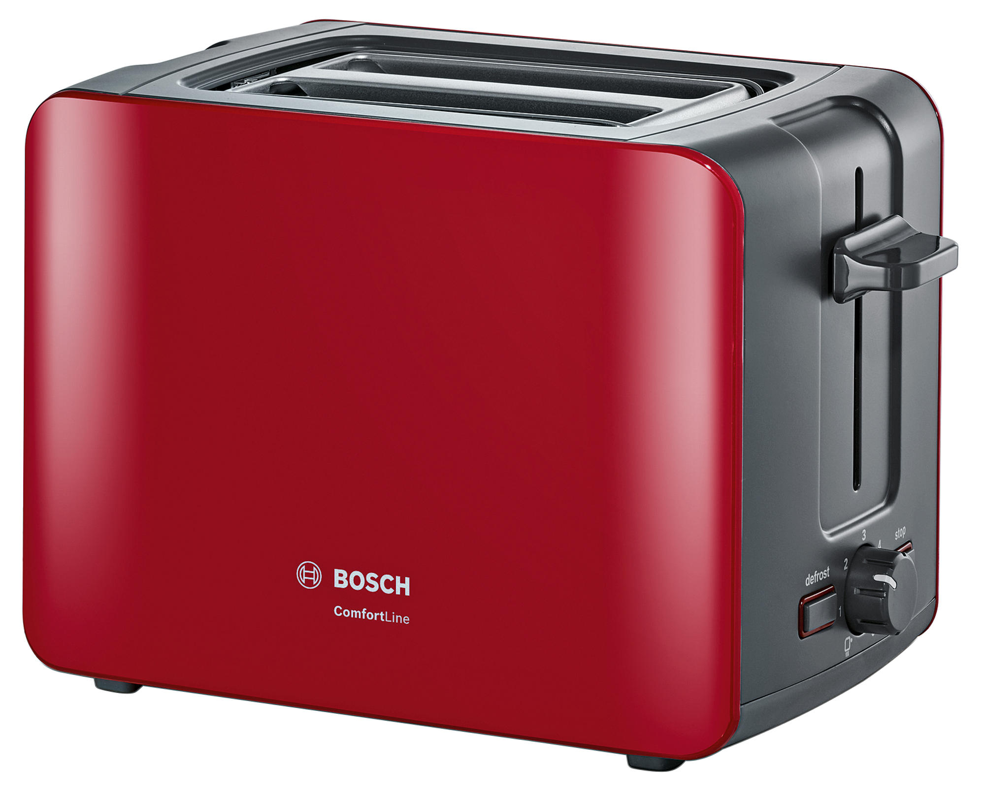 BOSCH TAT6A114 ComfortLine Toaster Rot/Anthrazit (1090 Watt, Schlitze ...