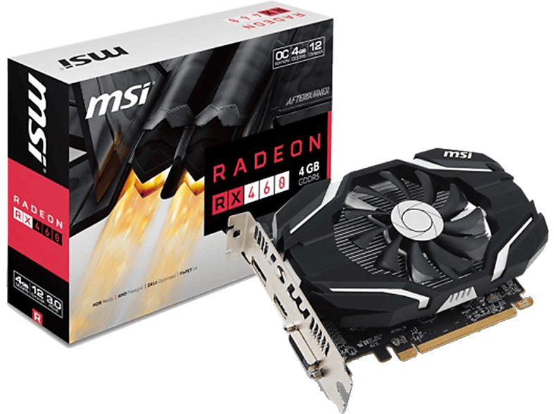 MSI RADEON RX 460 4G OC RX460 4GB GDDR5 128b DX12 PCIE 3.0 x16 (1xDVI ...