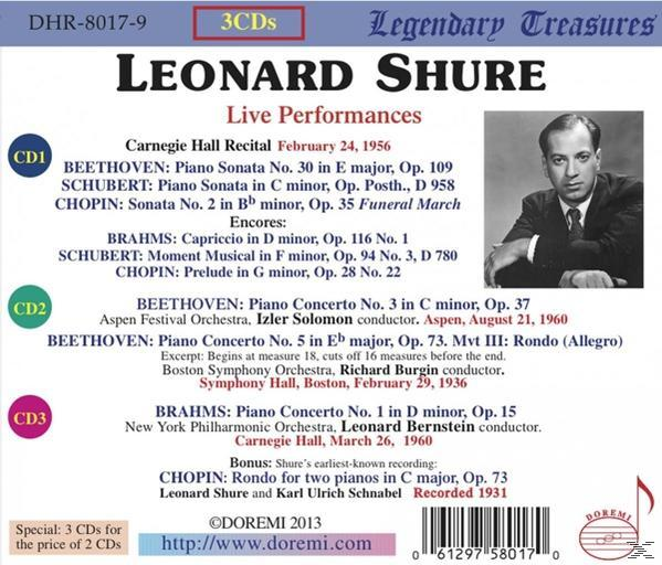 New York Philharmonic Orchest Leonard Shure (pno) | Legendary Treasures ...