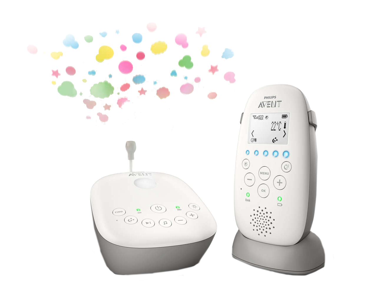 PHILIPS Babyphone SCD733/26 Avent mit Sternenhimmel-Projektion und bis ...