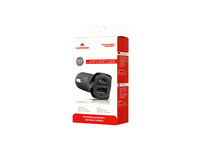 SOFTWARE PYRAMIDE 97015 Nintendo Switch KFZ Ladekabel, Schwarz Nintendo ...