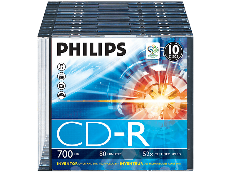 CD-R Data | Philips, CD-R 80MIN 700MB 52X SL (10)