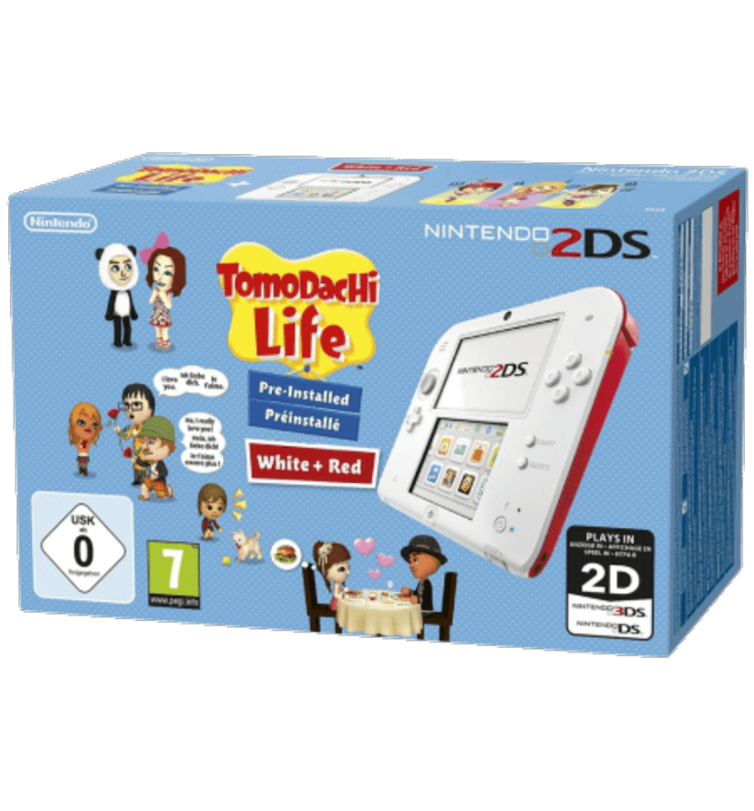 Consola | Nintendo - 2DS, Roja y Blanca + Tomodachi Life (Preinstalado)