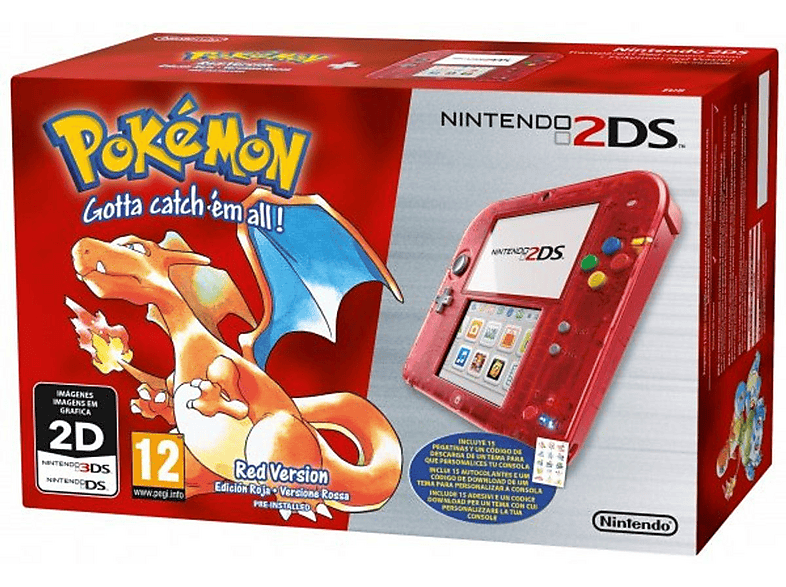 Consola | Nintendo - 2DS, Roja Transparente + Pokémon Edición Roja ...