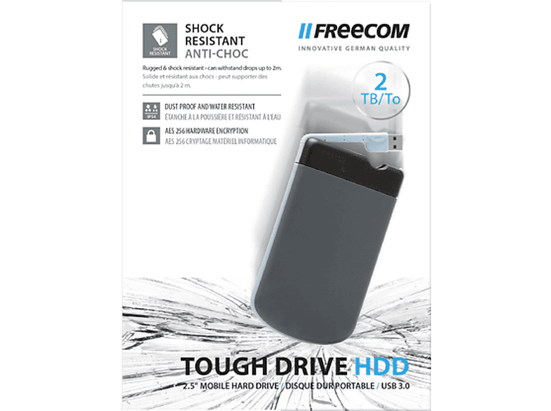 FREECOM Tough drive Festplatte, 2 TB HDD, 2,5 Zoll, extern, Schwarz ...