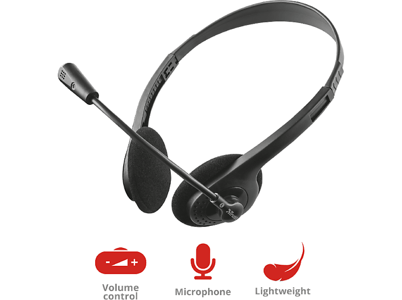 TRUST Headset Primo Flexibele microfoon Zwart (21665) | MediaMarkt