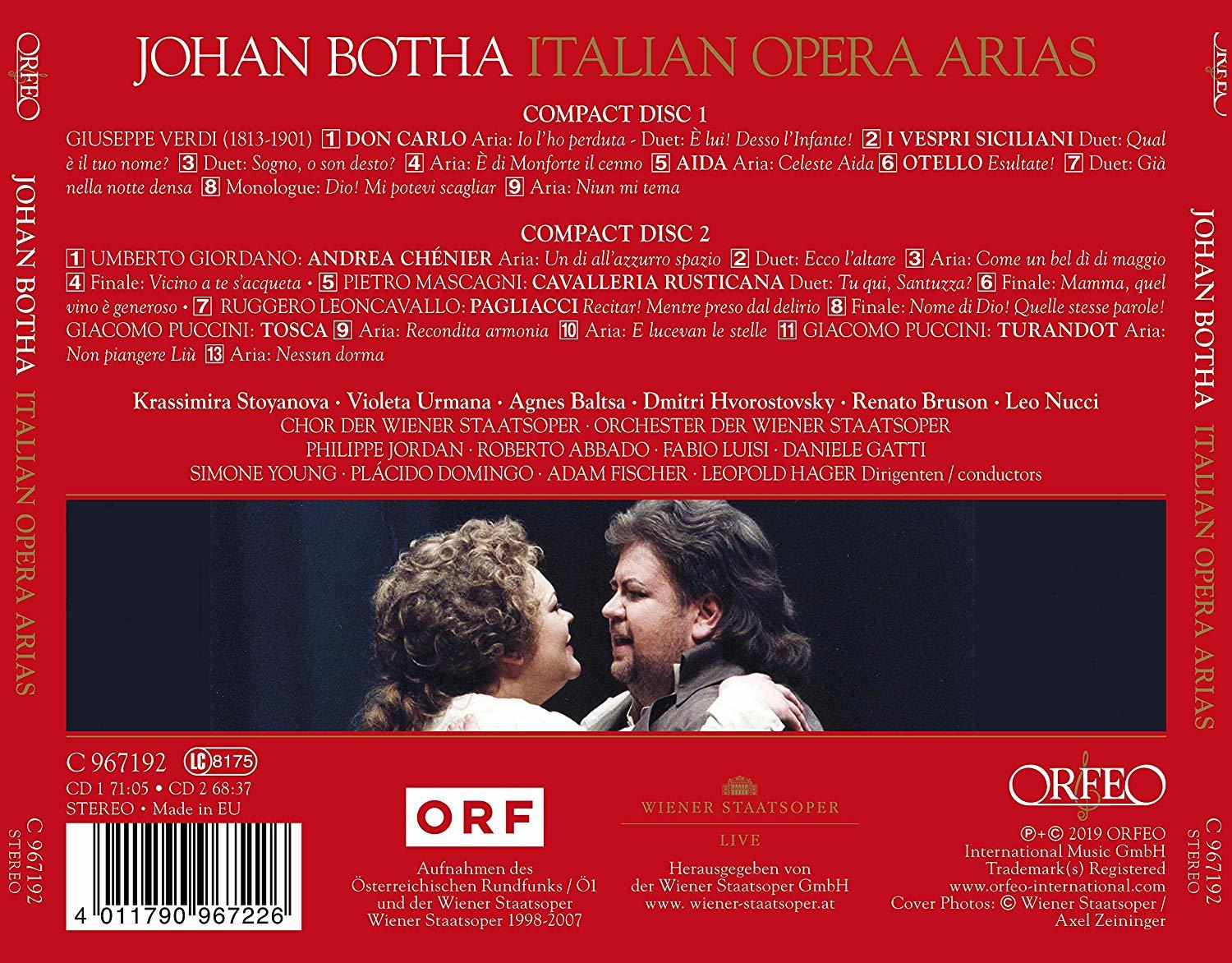 Johan Botha, Chor Der Wiener Staatsoper, Orchester Der Wiener ...