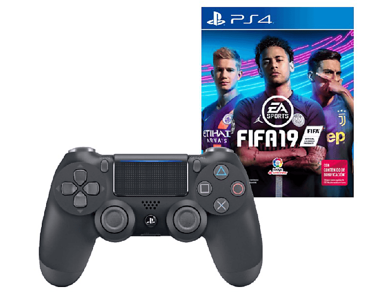 Mando inalámbrico | DualShock 4 V2, Negro + Juego PS4 FIFA 19